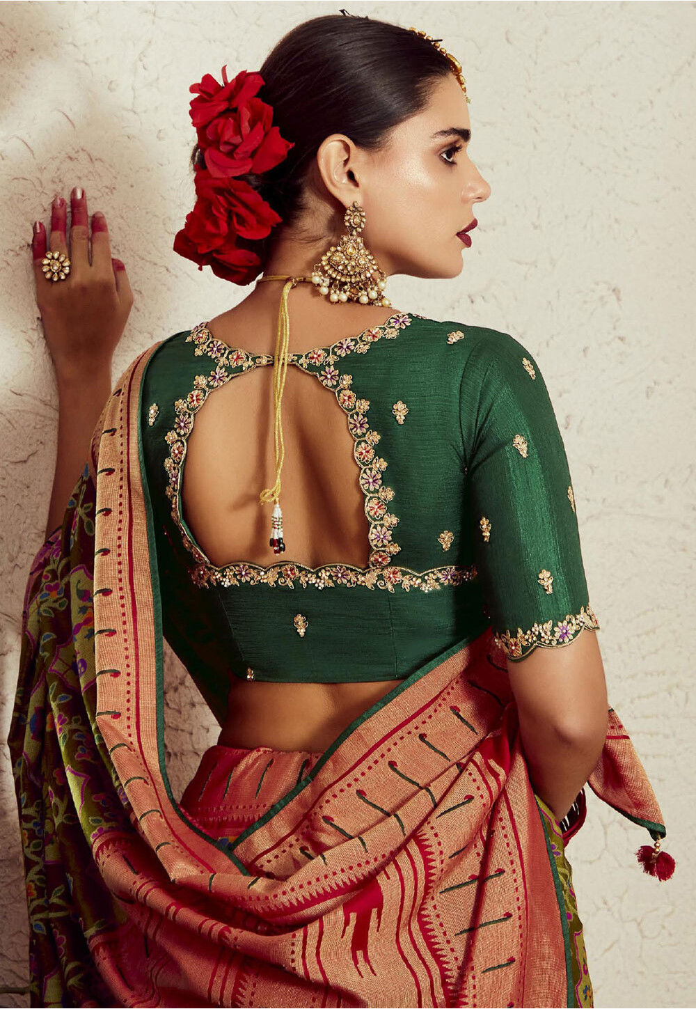 Buy Woven Art Silk Brasso Saree in Olive Green Online : SKGA2853 ...