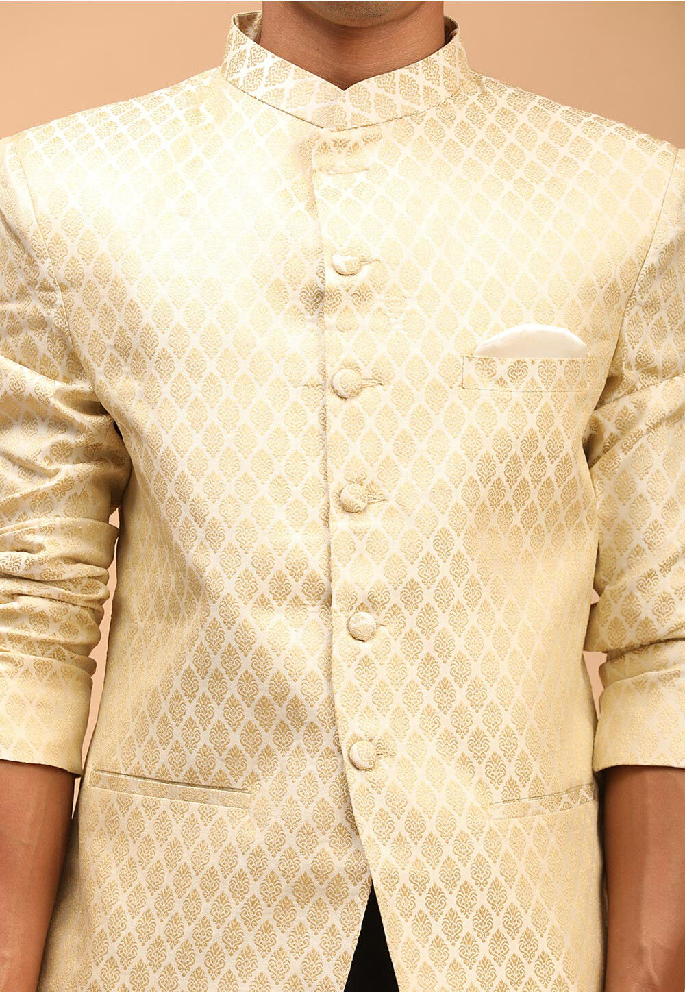 Buy Woven Art Silk Jacquard Jodhpuri Jacket in Cream Online : MTR2926 ...
