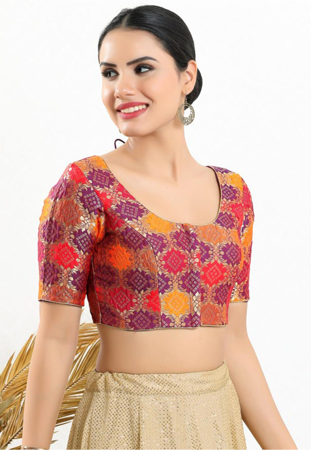 Buy Woven Art Silk Jacquard Blouse in Multicolor Online : UGX727 ...