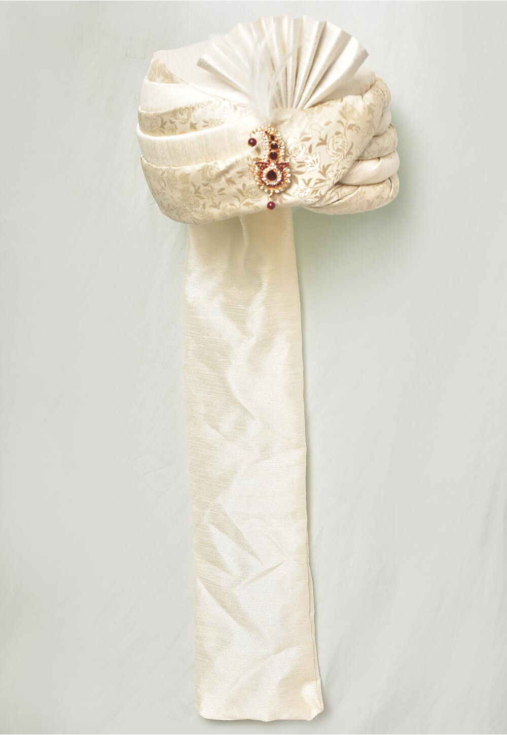 Buy Woven Art Silk Jacquard Turban in Off White Online : MTX2183 ...