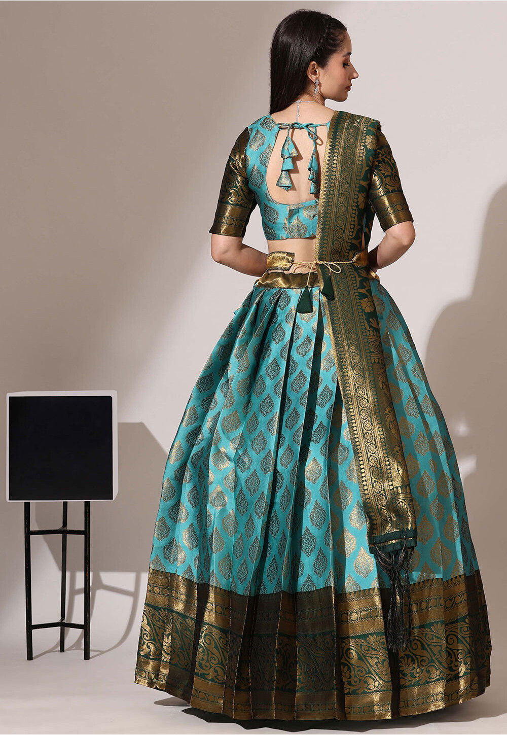Buy Woven Art Silk Lehenga in Blue Online : LBC2107 - Utsav Fashion