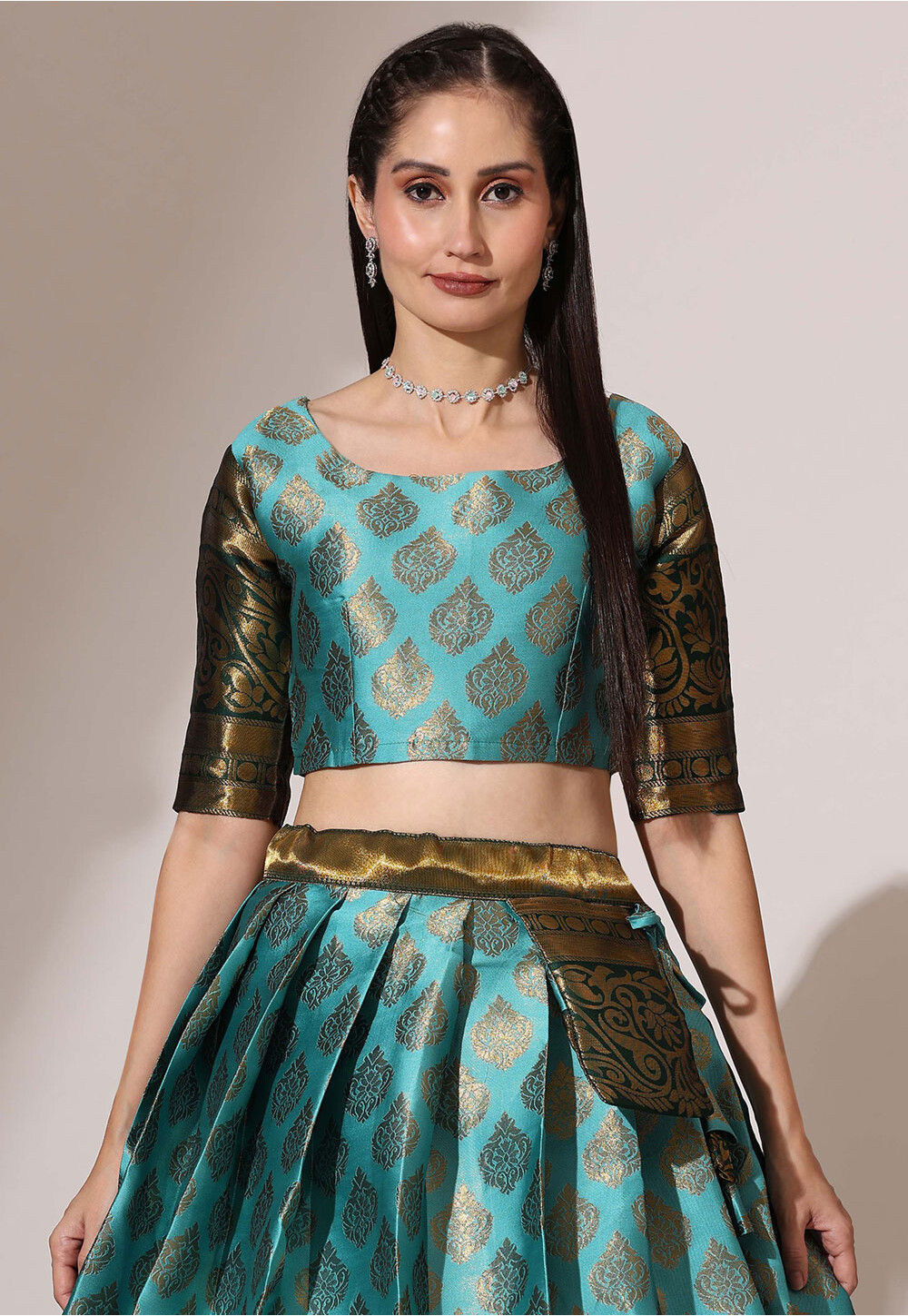 Buy Woven Art Silk Lehenga in Blue Online : LBC2107 - Utsav Fashion