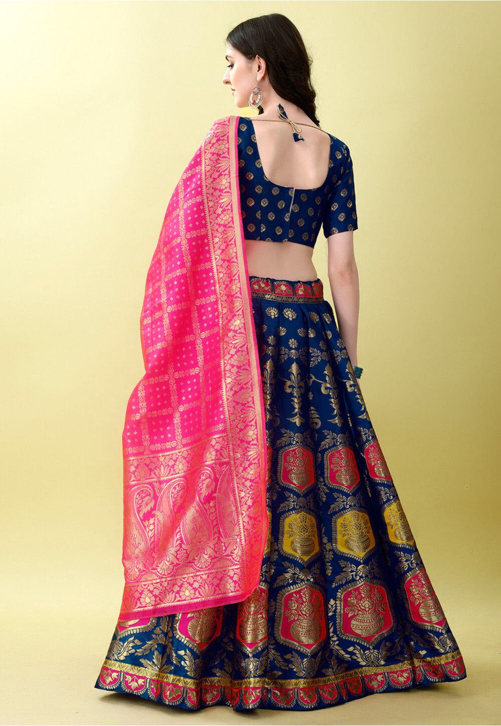 Buy Woven Art Silk Lehenga in Navy Blue Online : LSG413 - Utsav Fashion