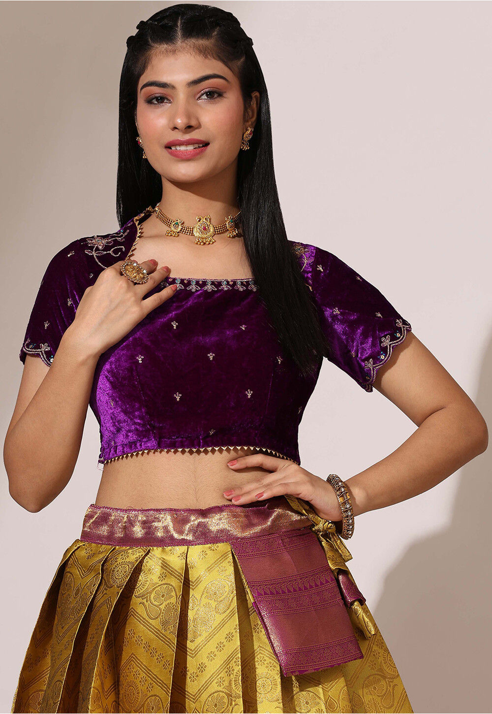 Buy Woven Art Silk Lehenga in Yellow Online : LBC2225 - Utsav Fashion