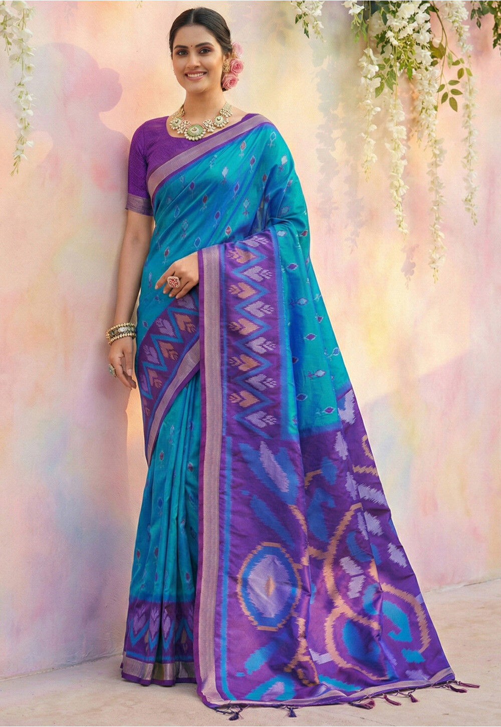Buy Woven Art Silk Saree in Blue Online : SPF17842 - Utsav Fashion