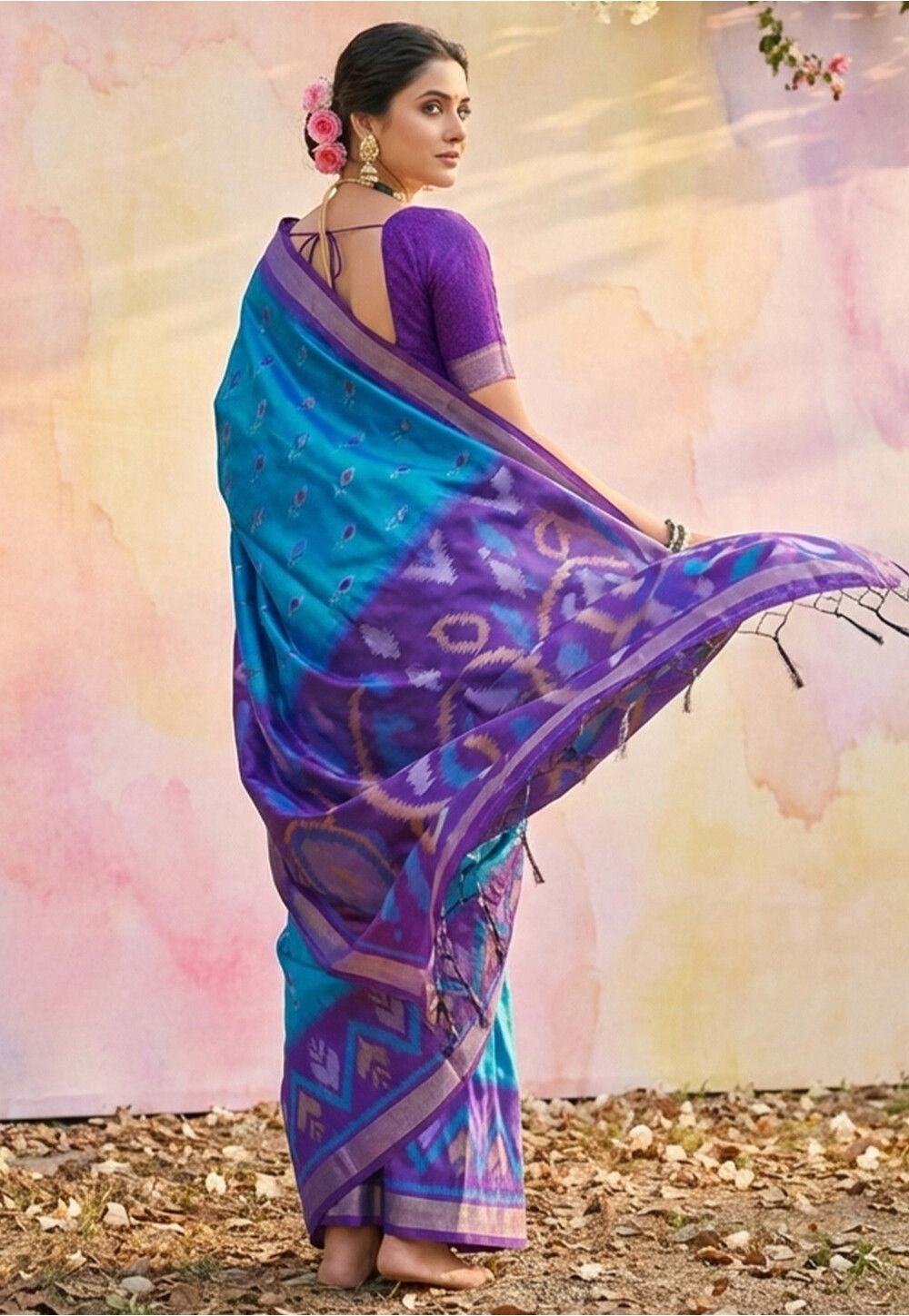 Buy Woven Art Silk Saree in Blue Online : SPF17842 - Utsav Fashion