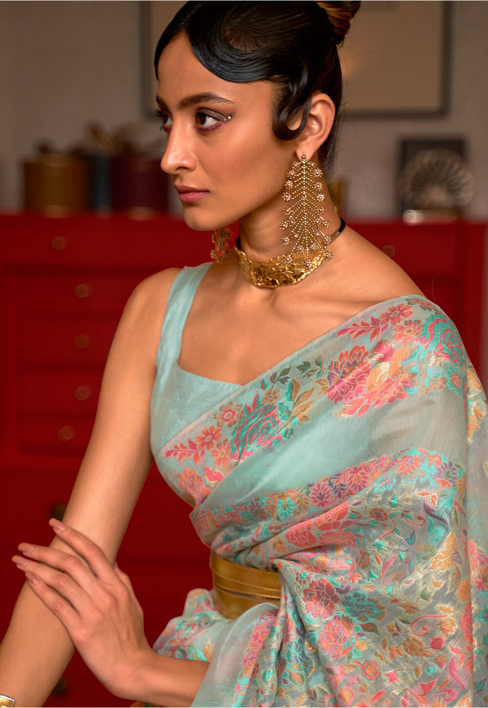 Buy Woven Art Silk Saree in Light Blue Online : SYC10759 - Utsav Fashion