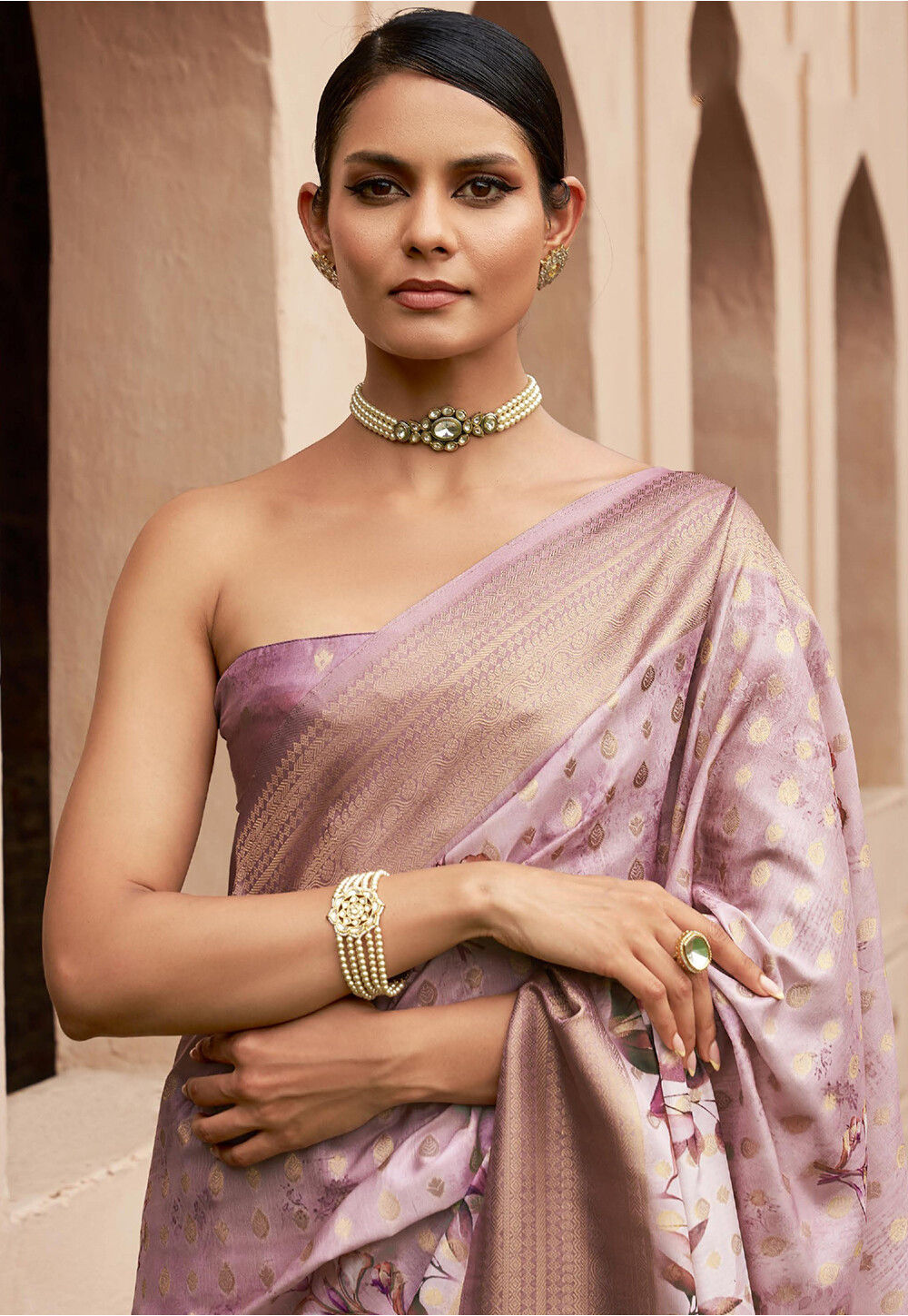 Buy Woven Art Silk Saree in Light Purple Online : SEW15941 - Utsav Fashion