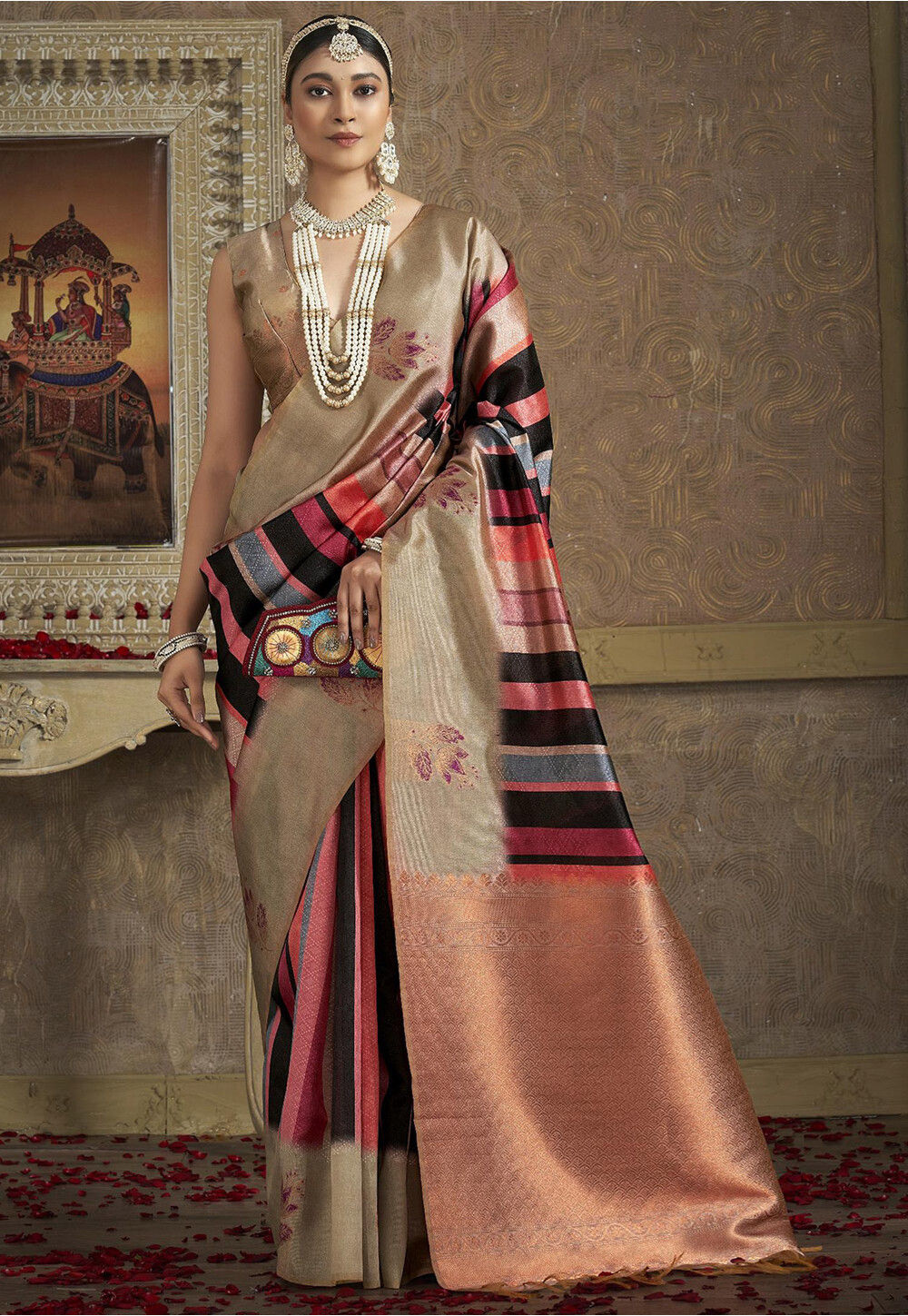 Buy Woven Art Silk Saree in Multicolor Online : SPCA959 - Utsav Fashion