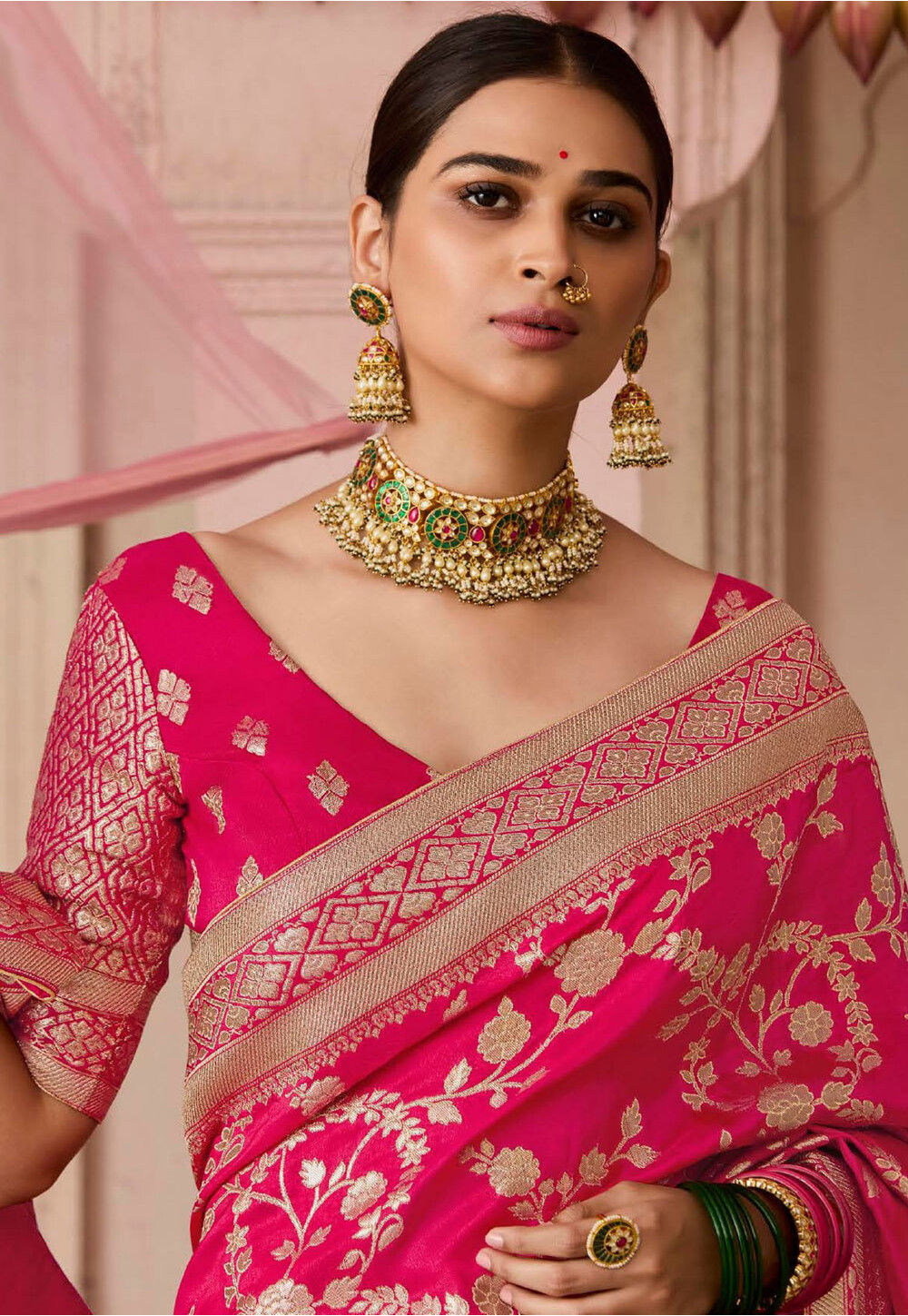 Buy Woven Art Silk Saree in Pink Online : SKGA2807 - Utsav Fashion