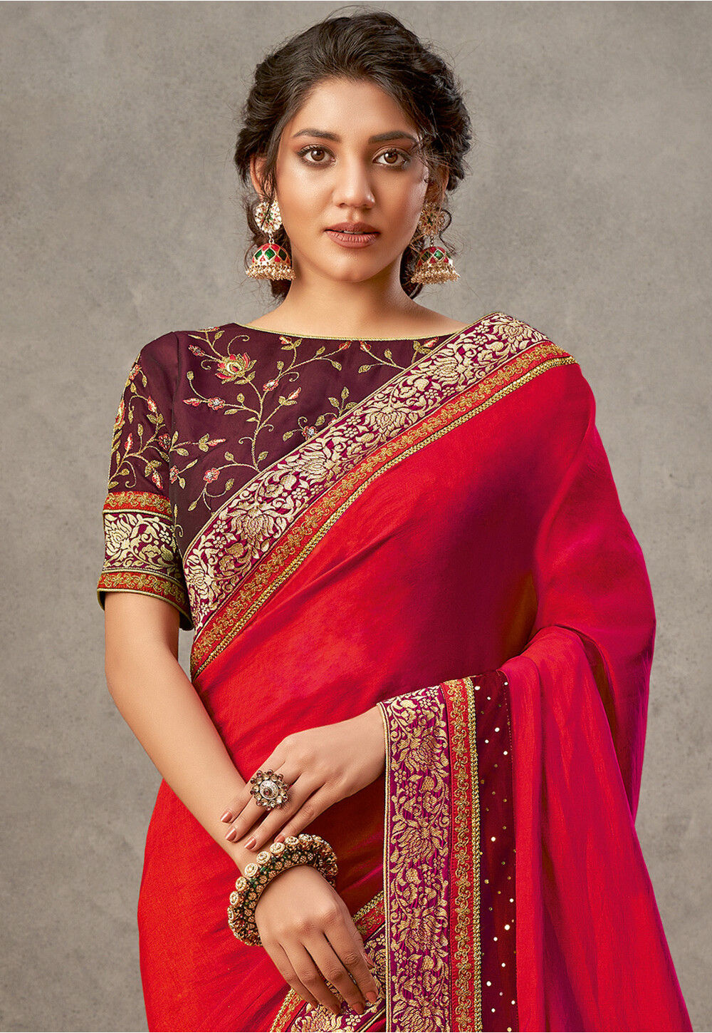 Buy Woven Art Silk Saree in Red Online : SBHA3284 - Utsav Fashion