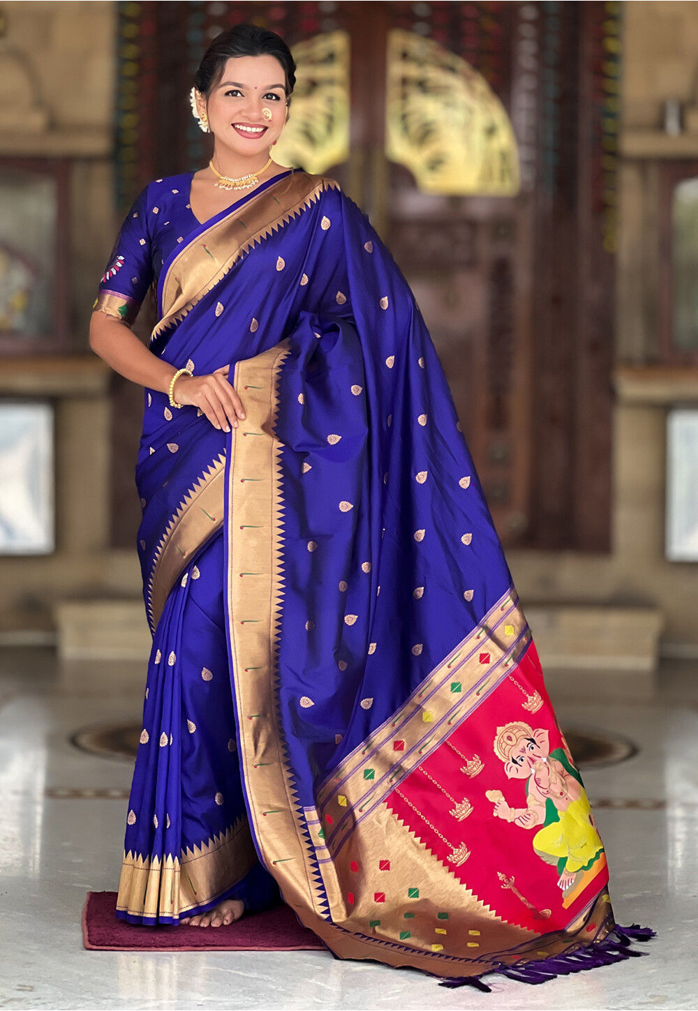 Buy Woven Art Silk Saree in Royal Blue Online : SPFA15031 - Utsav Fashion