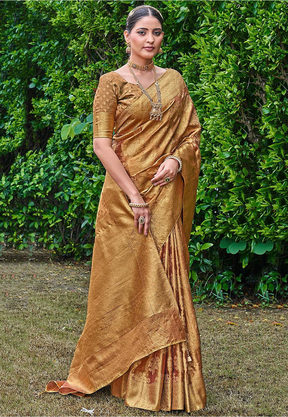 Buy Woven Art Silk Saree in Rust Online : SSEA2775 - Utsav Fashion