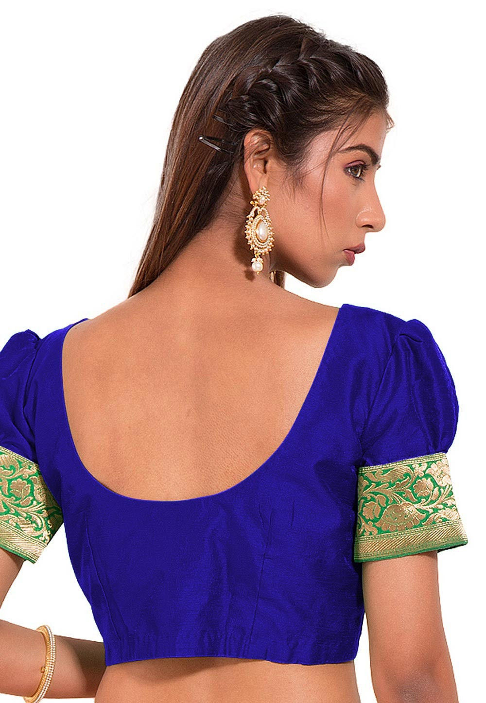 Buy Woven Border Dupion Silk Blouse in Royal Blue Online : UUX442 ...