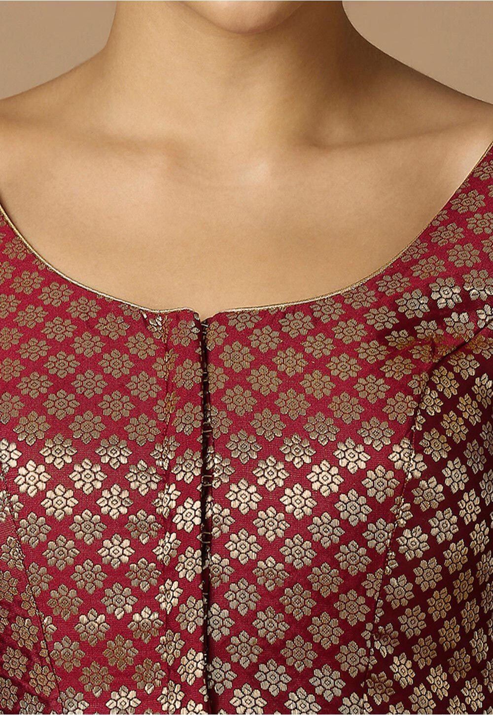 Buy Woven Brocade Blouse in Maroon and Golden Online : UVC1648 - Utsav ...