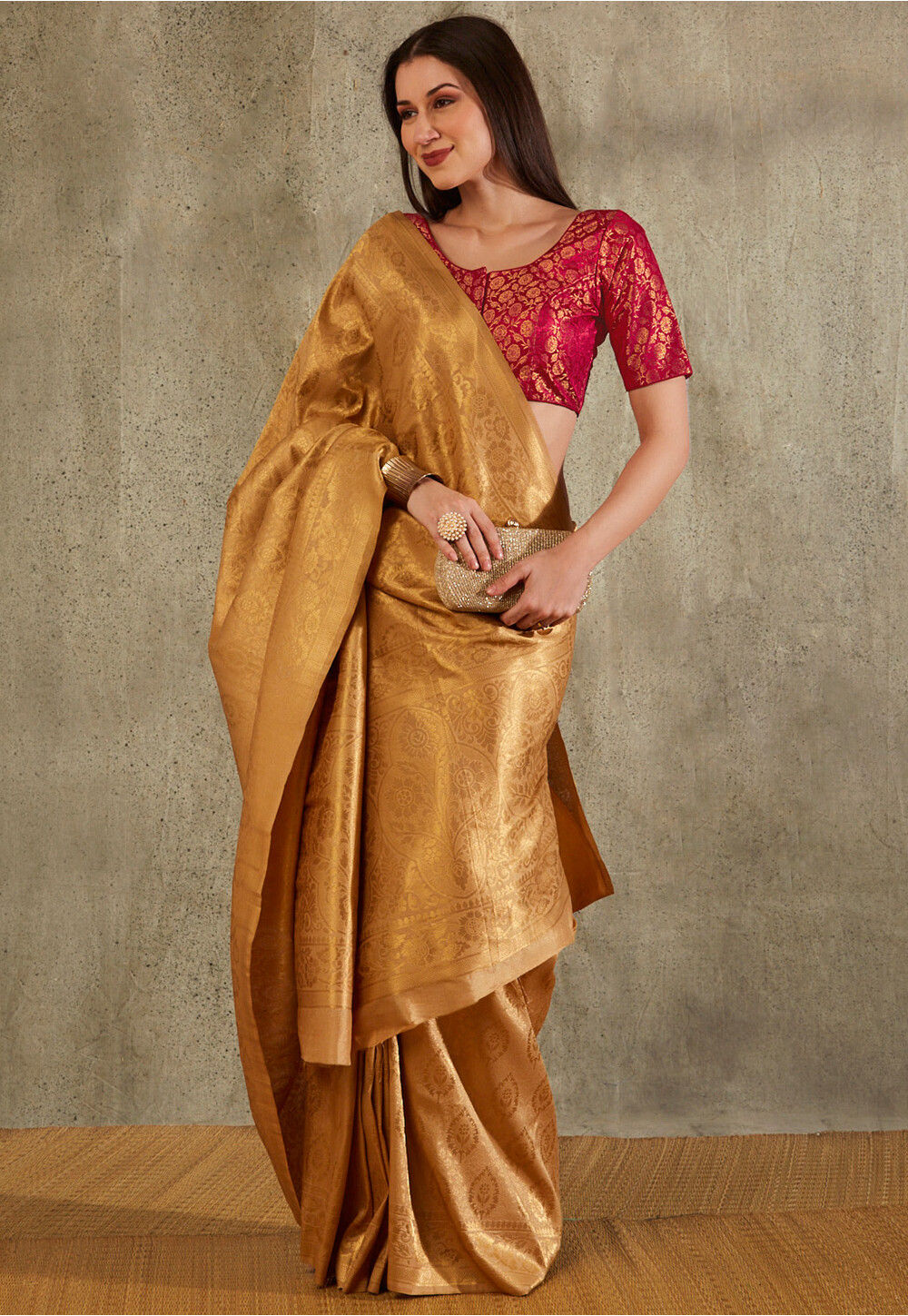 Buy Woven Brocade Blouse in Maroon Online : UVC1754 - Utsav Fashion