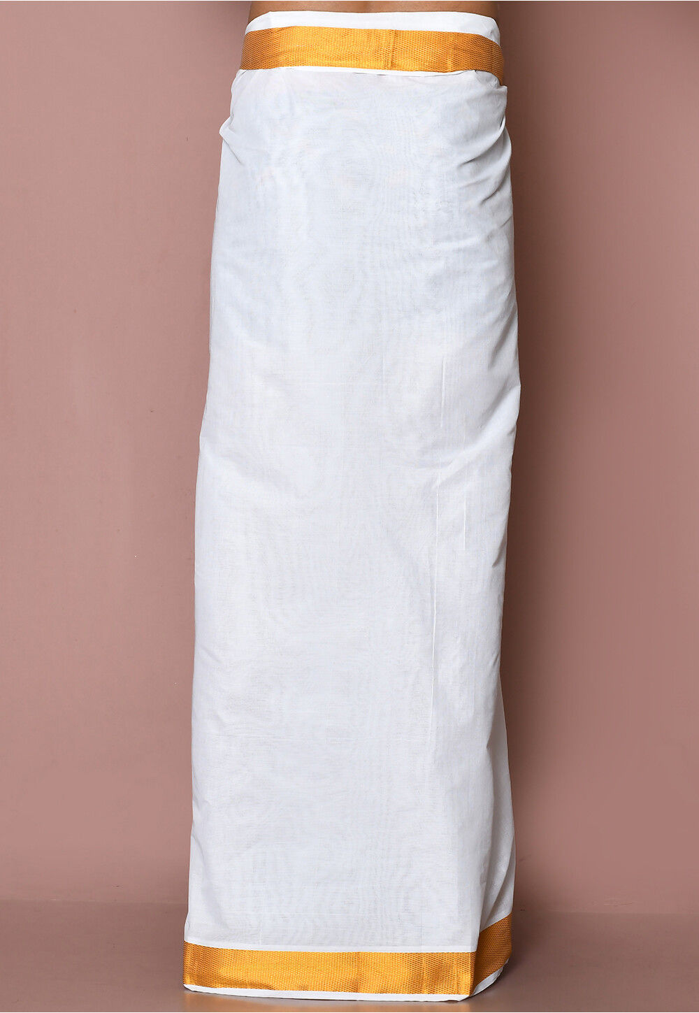 Buy Woven Cotton Kerala Kasavu South Indian Mundu in White Online ...