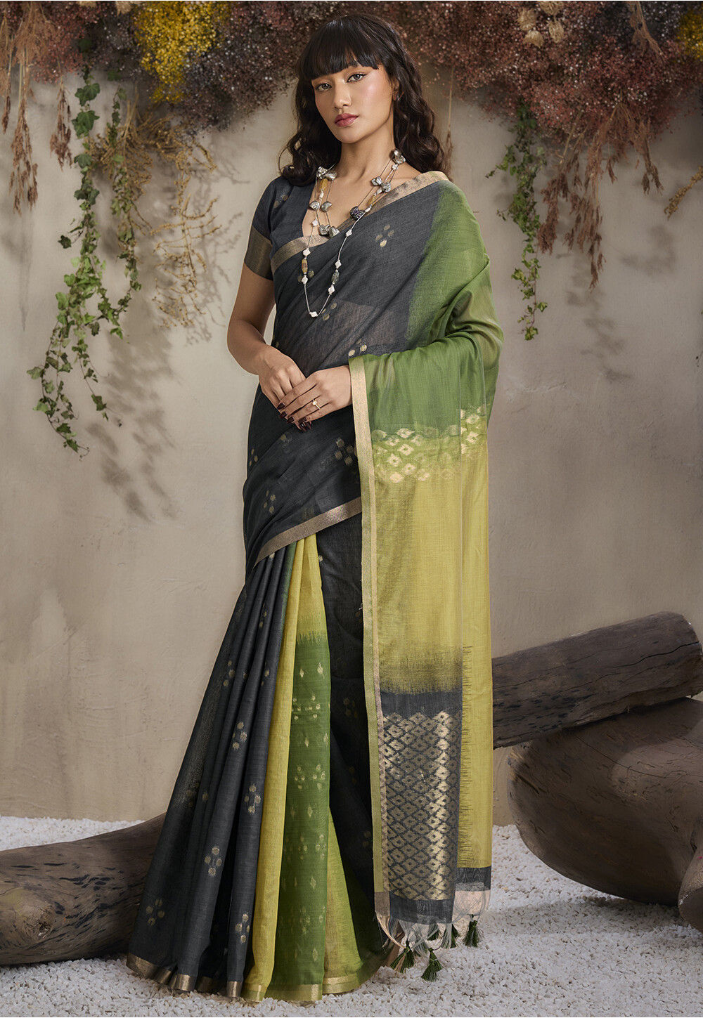 Buy Woven Cotton Saree in Multicolor Online : SSEA8913 - Utsav Fashion
