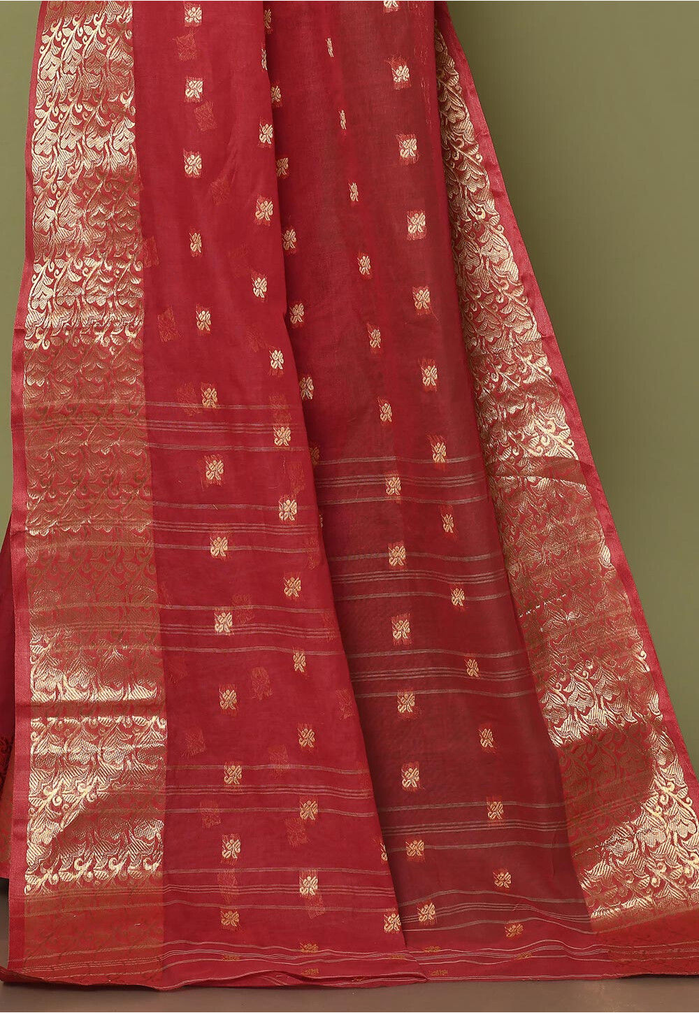Buy Woven Cotton Tant Saree in Red Online : SUUA567 - Utsav Fashion