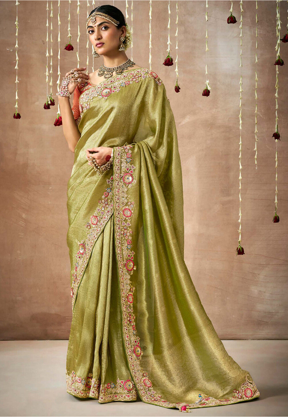 Buy Woven Organza Silk Jacquard Saree in Light Green Online : SKGA2691 ...