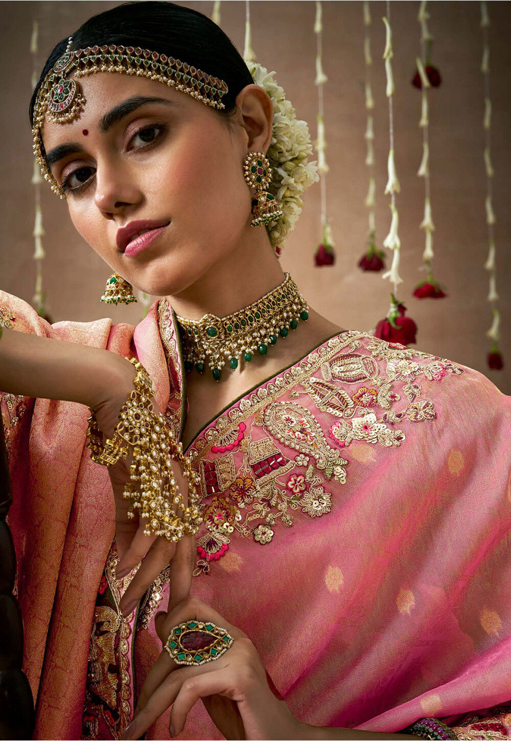 Buy Woven Organza Silk Jacquard Saree in Pink Online : SKGA2697 - Utsav ...