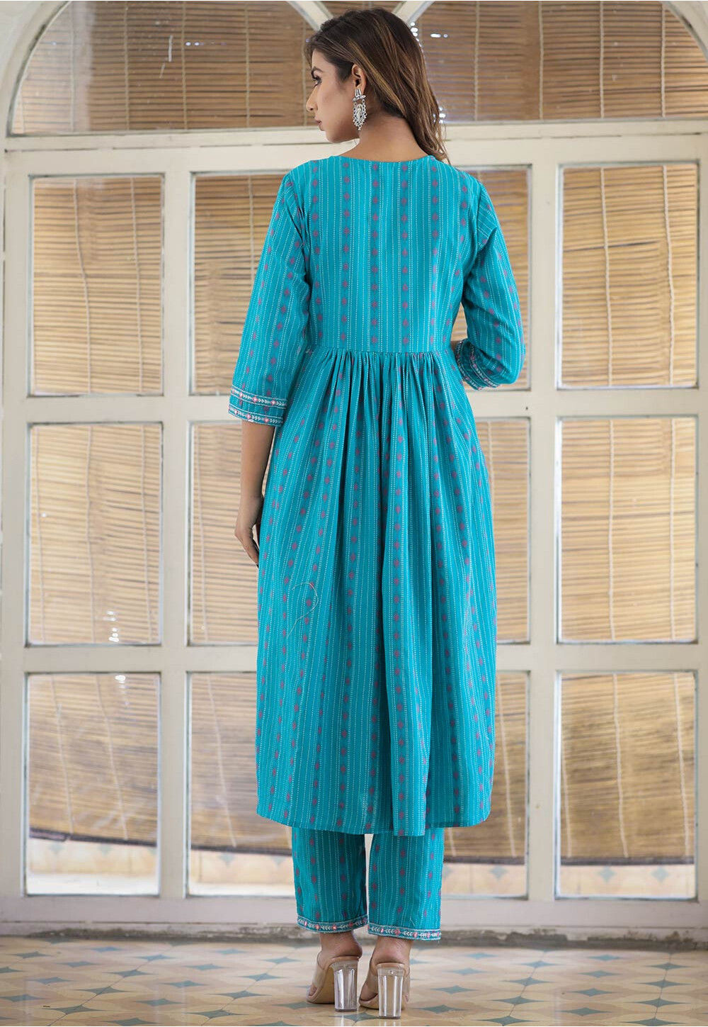 Buy Woven Pure Cotton Pakistani Suit in Turquoise Online : KMK535 ...