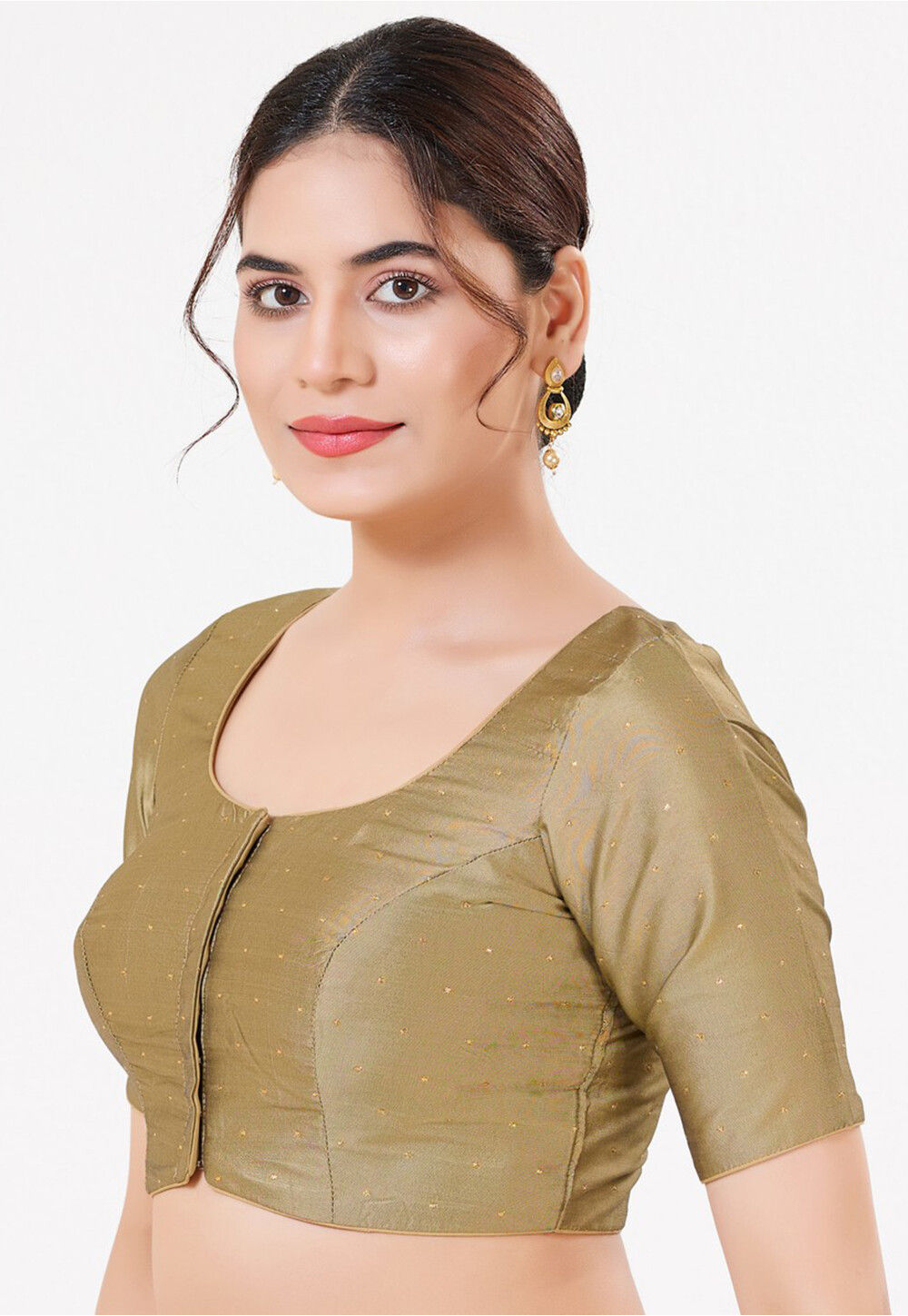 Buy Woven Taffeta Silk Blouse in Beige Online : UGX1611 - Utsav Fashion
