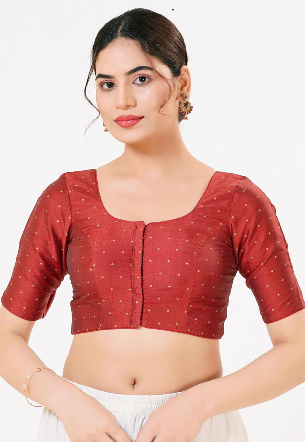 Buy Woven Taffeta Silk Blouse in Red Online : UGX1418 - Utsav Fashion