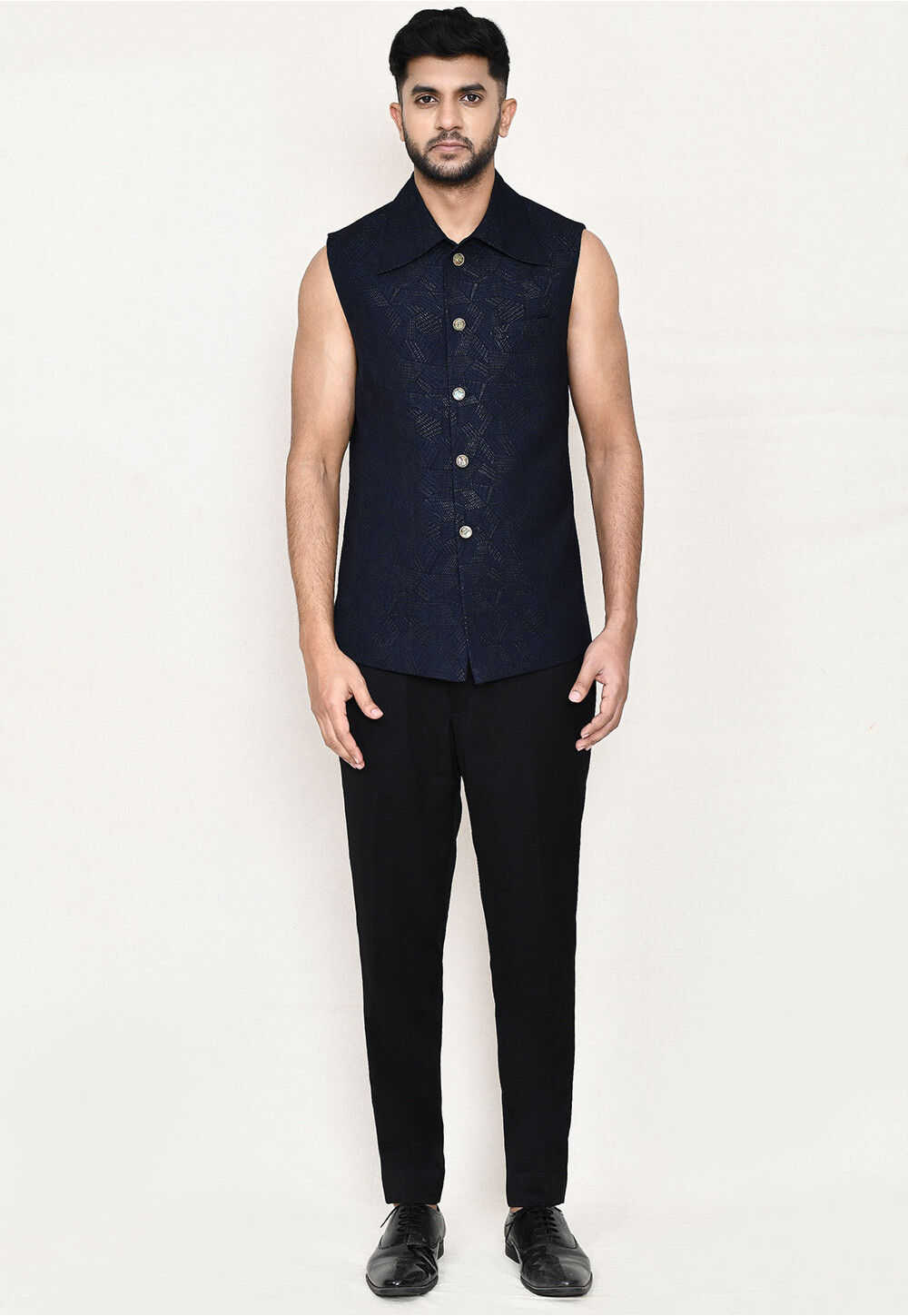 Buy Woven Terry Rayon Jodhpuri Suit in Navy Blue Online : MGZ31 - Utsav ...