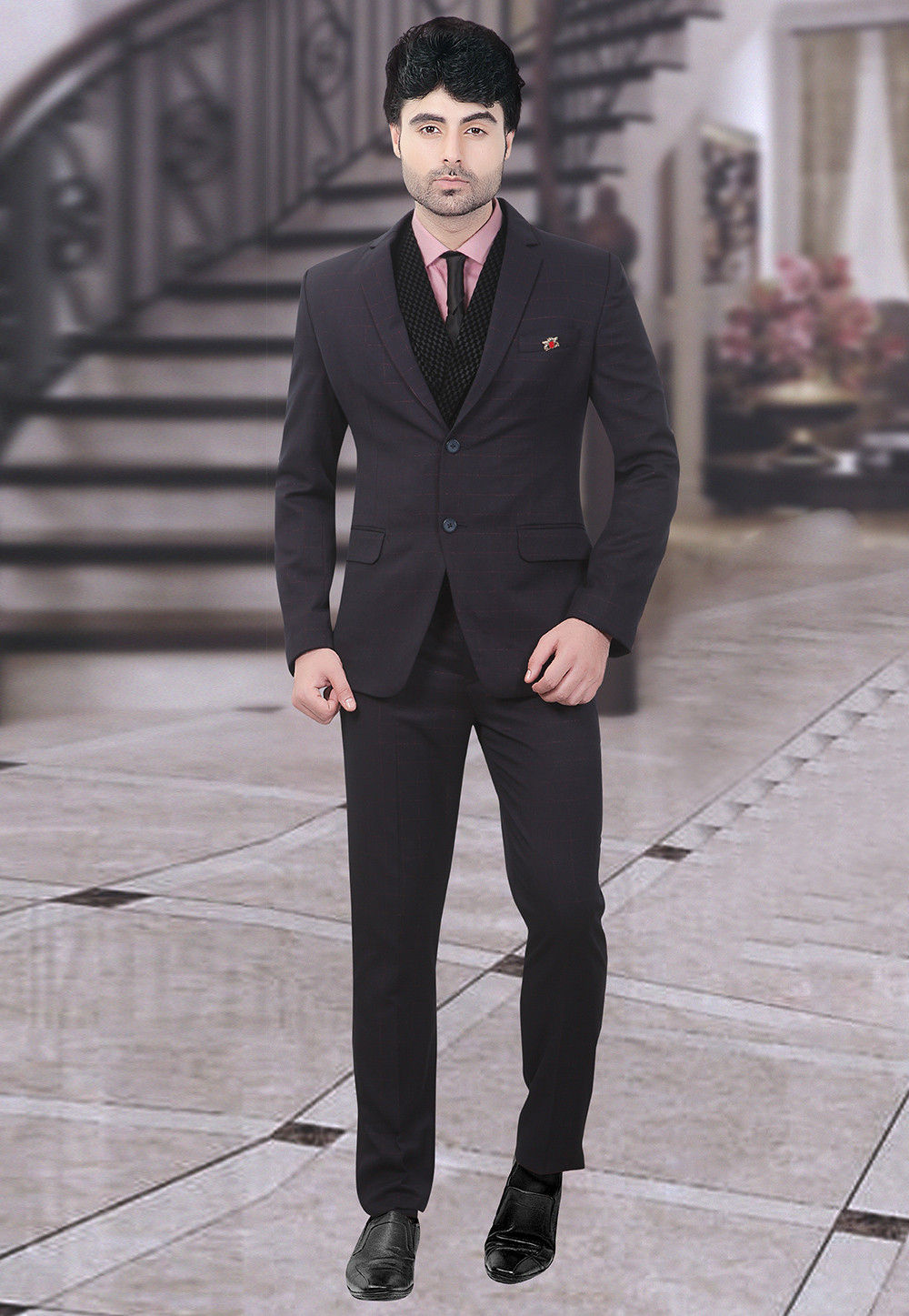 Buy Woven Terry Rayon Suit in Black Online : MHG1257 - Utsav Fashion