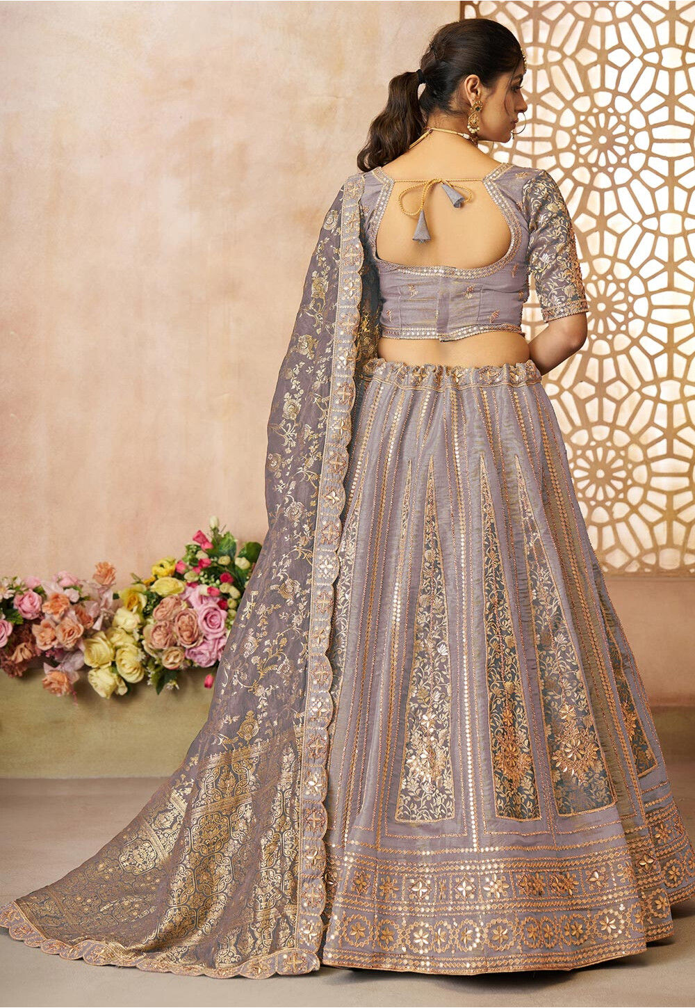 Buy Woven Tissue Silk Lehenga in Dusty Purple Online : LRW89 - Utsav ...