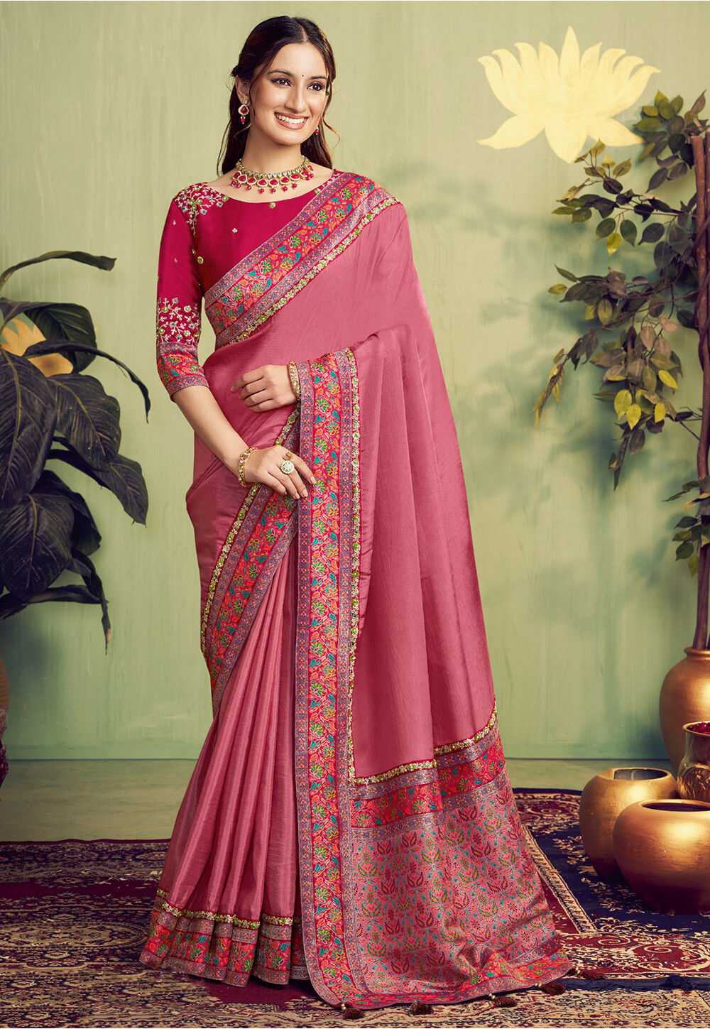Buy Woven Upada Silk Saree in Pink Online : SBHA3944 - Utsav Fashion