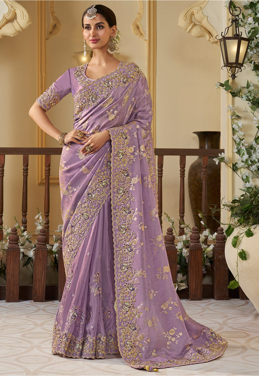 Buy Woven Viscose Silk Saree in Light Purple Online : SEW15830 - Utsav ...