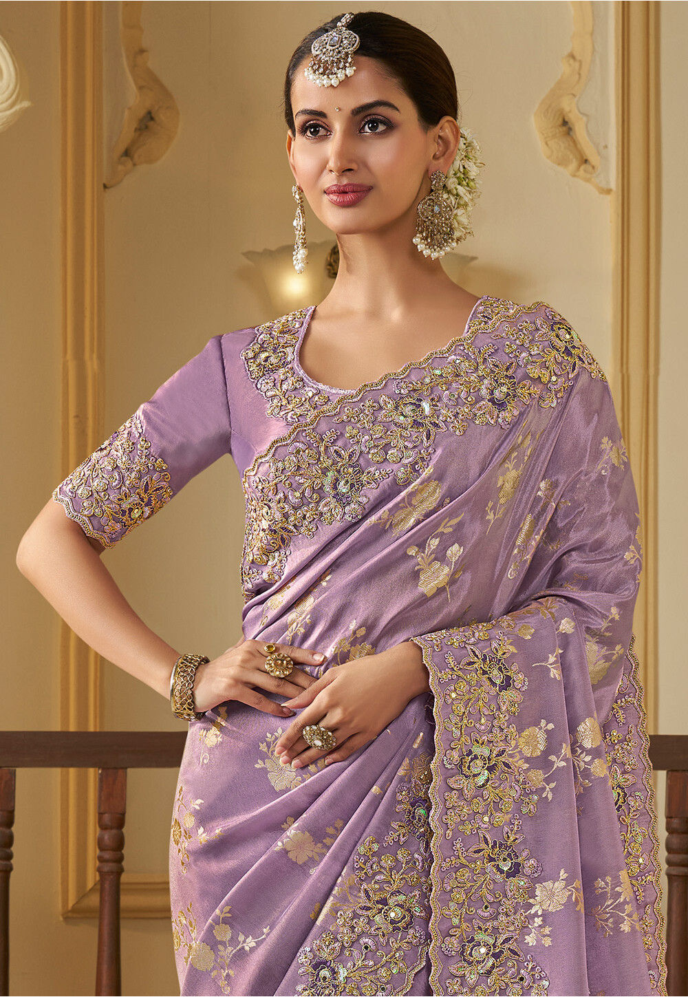 Buy Woven Viscose Silk Saree in Light Purple Online : SEW15830 - Utsav ...
