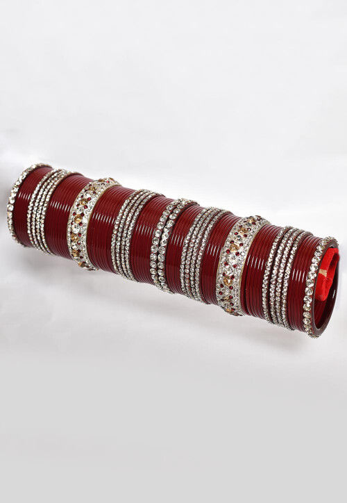 Buy Acrylic Based Choora in Maroon and White Online : JUF467 - Utsav ...
