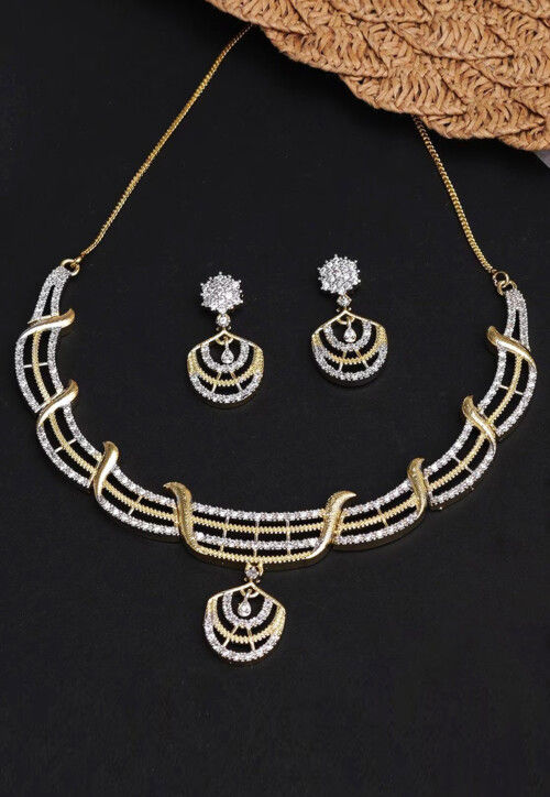Buy American Diamond Studded Necklace Set Online : JQT162 - Utsav Fashion