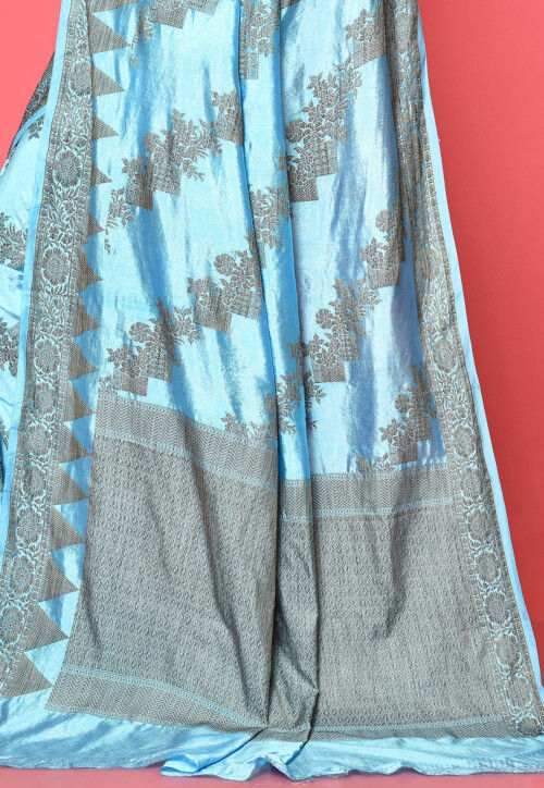 Buy Banarasi Saree in Sky Blue Online : SDBA485 - Utsav Fashion