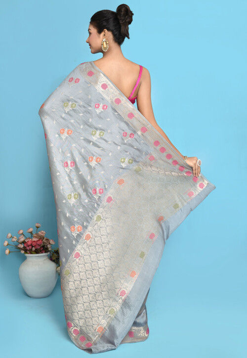 Buy Banarasi Pure Silk Saree in Grey Online : SNEA3261 - Utsav Fashion