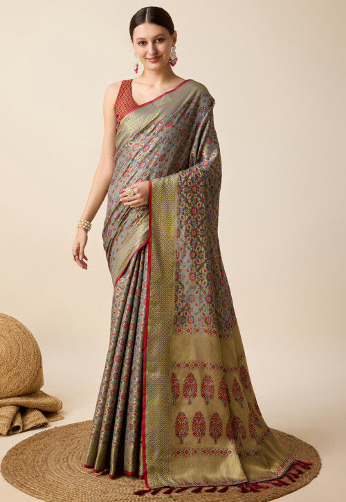 Buy Banarasi Saree in Grey Online : SCH408 - Utsav Fashion