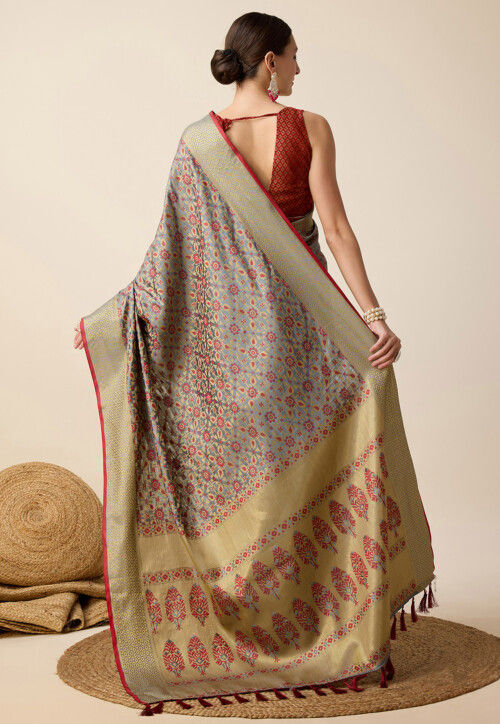 Buy Banarasi Saree in Grey Online : SCH408 - Utsav Fashion