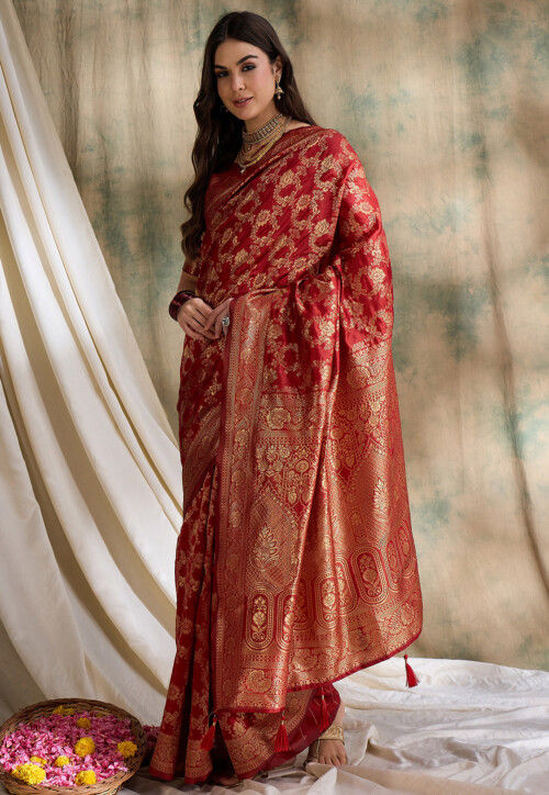 Buy Banarasi Saree in Red Online : SSKT888 - Utsav Fashion