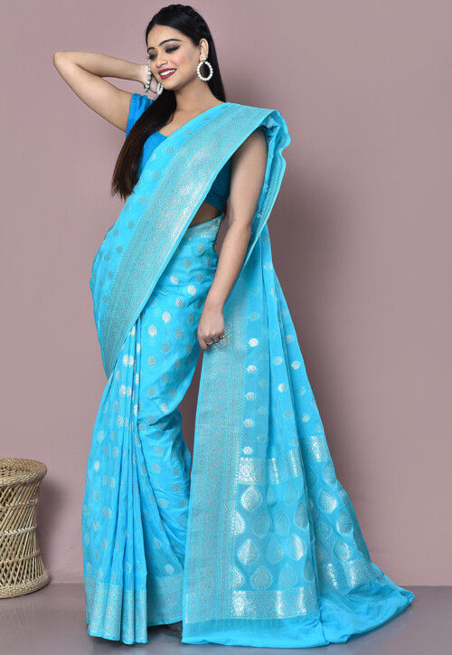 Buy Banarasi Saree in Sky Blue Online : SNEA2573 - Utsav Fashion