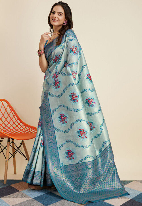 Buy Banarasi Saree in Sky Blue Online : SPTA13362 - Utsav Fashion