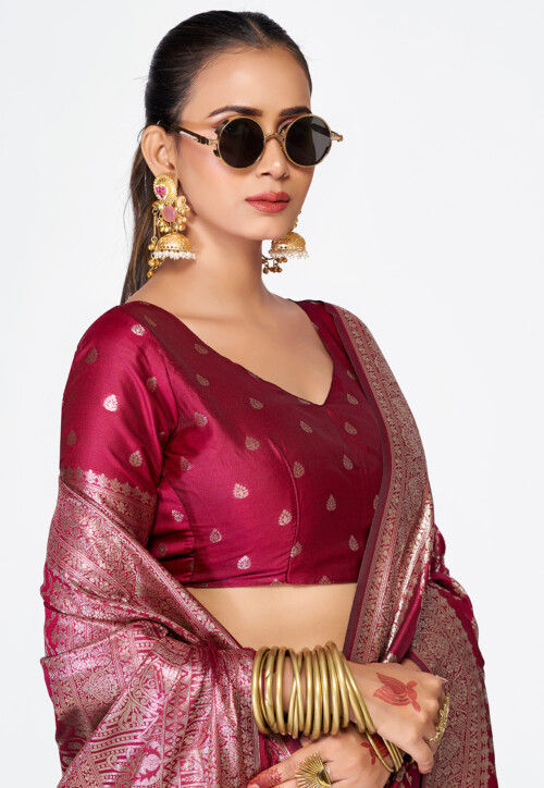Buy Banarasi Saree in Wine Online : STM868 - Utsav Fashion