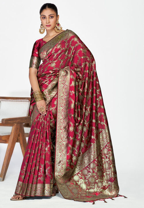 Buy Banarasi Saree in Wine Online : STM874 - Utsav Fashion