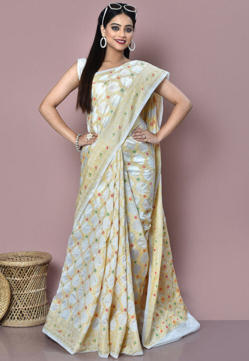 Buy Banarasi Silk Saree in Off White Online : SNEA2588 - Utsav Fashion