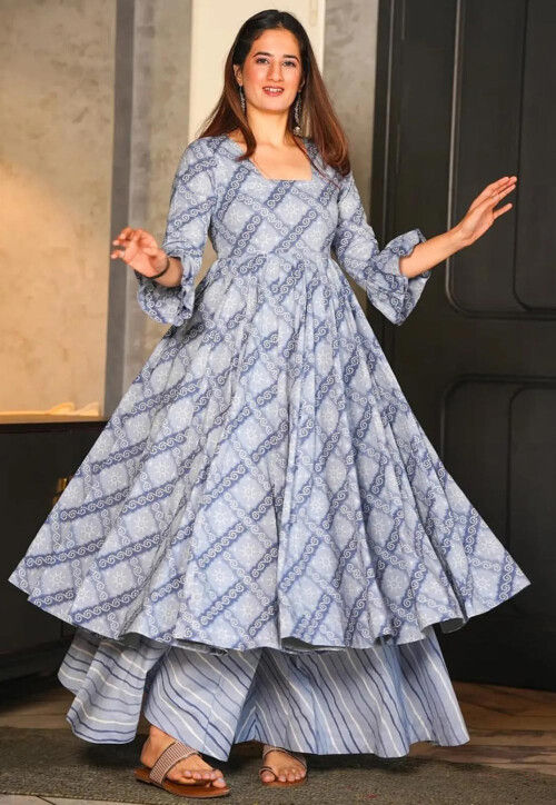 Buy Bandhej Printed Cotton Silk Pakistani Suit in Grey Online : KTU67 ...