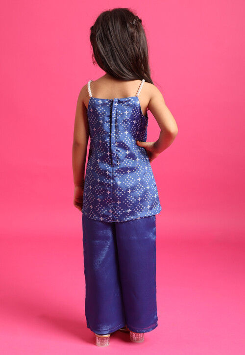 Buy Bandhej Printed Polyester Kurti Set in Blue Online : UKU1807 ...