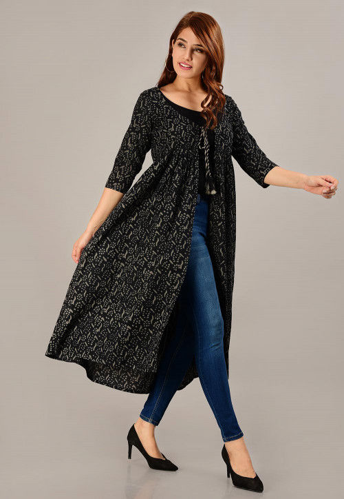 Buy Batik Printed Cotton Flared Shrug in Black Online : TLU73 - Utsav ...
