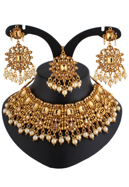 Buy Beaded Choker Necklace Set Online : JXM580 - Utsav Fashion